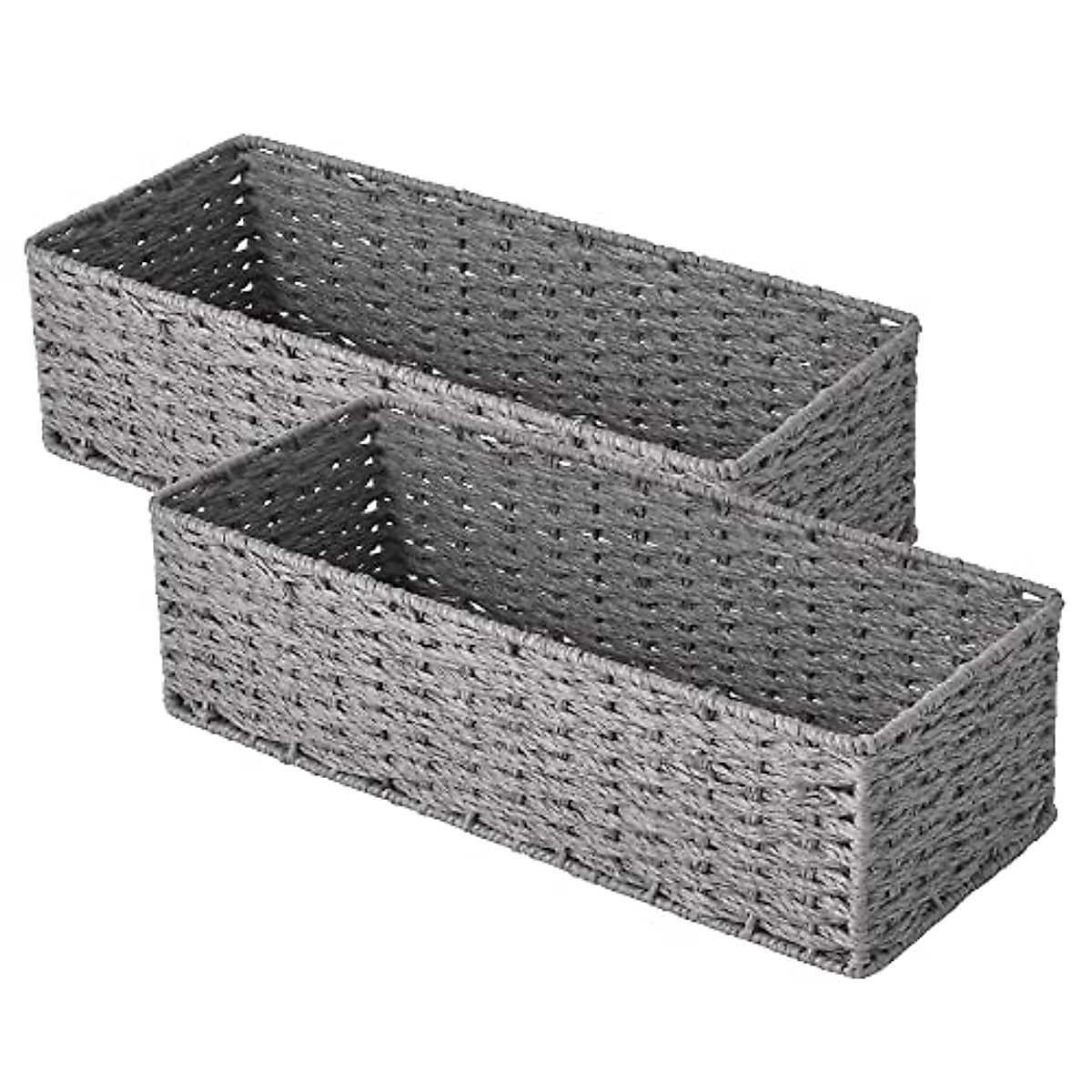 StorageWorks 2-pack Round Paper Rope Storage Baskets + 2-pack Bathroom Storage Organizer Basket