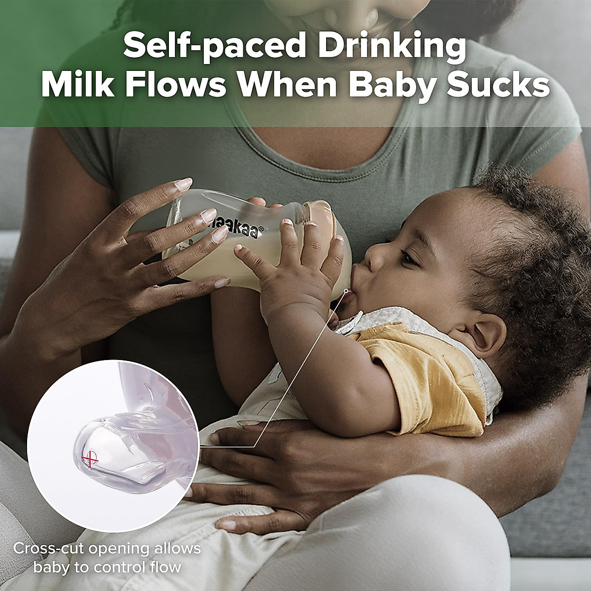 haakaa Gen.3 Natural Glass Baby Bottle Wide Neck Anti-Colic Variable Flow Nipple - Easy to Clean & Latch for 6M+ Breastfed Babies, Newborn Registry Essentials,BPA-Free, 6.3 oz/180 ml, Peach