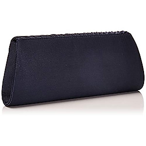 Damara Womens Simple Pleated Satin Clutch Evening Bag, Navy Blue