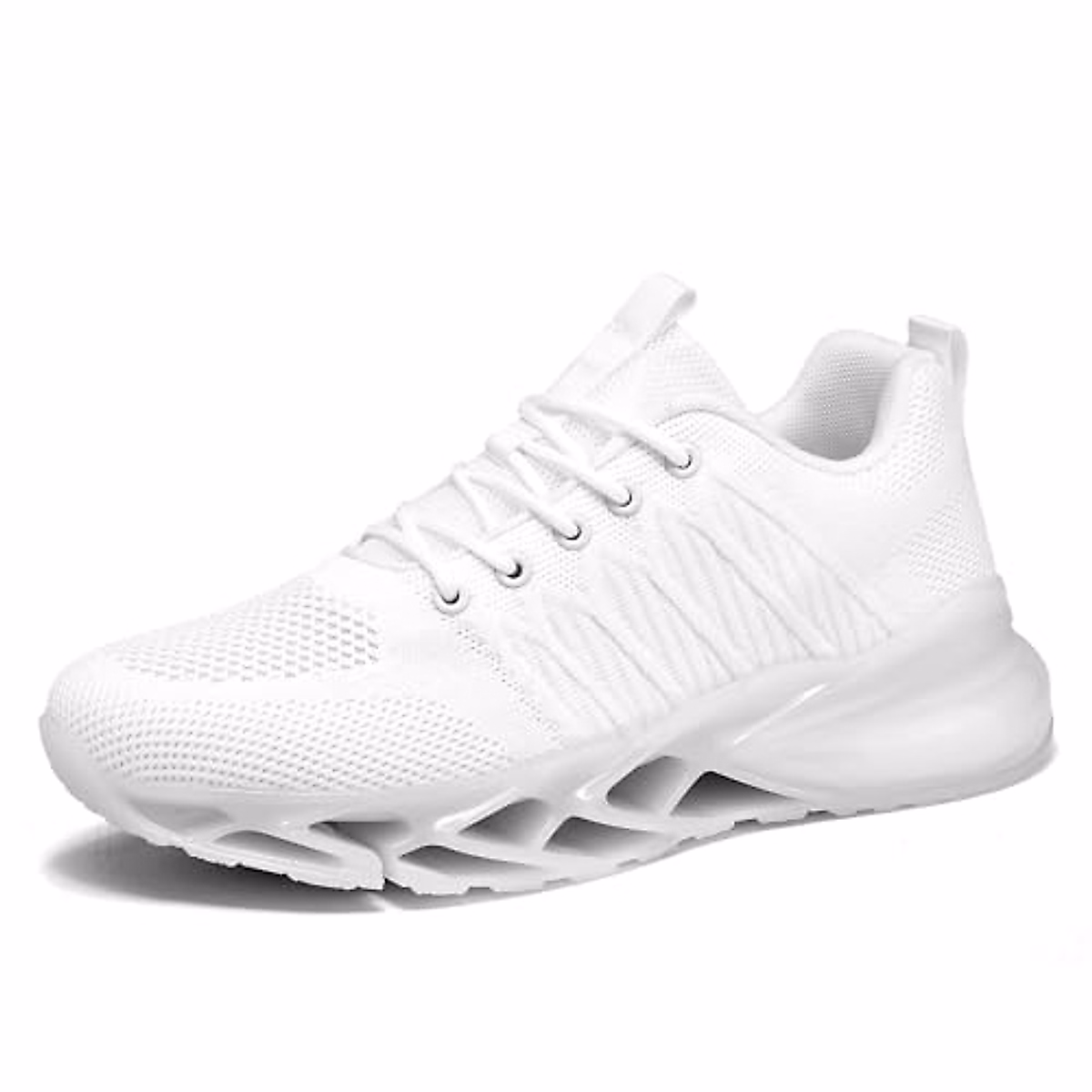 Mens Air Cushion Fashion Sneakers Breathable Blade Running Walking Shoes Comfortable Non Slip Work Sport Fitness Athletic Tennis Shoes White