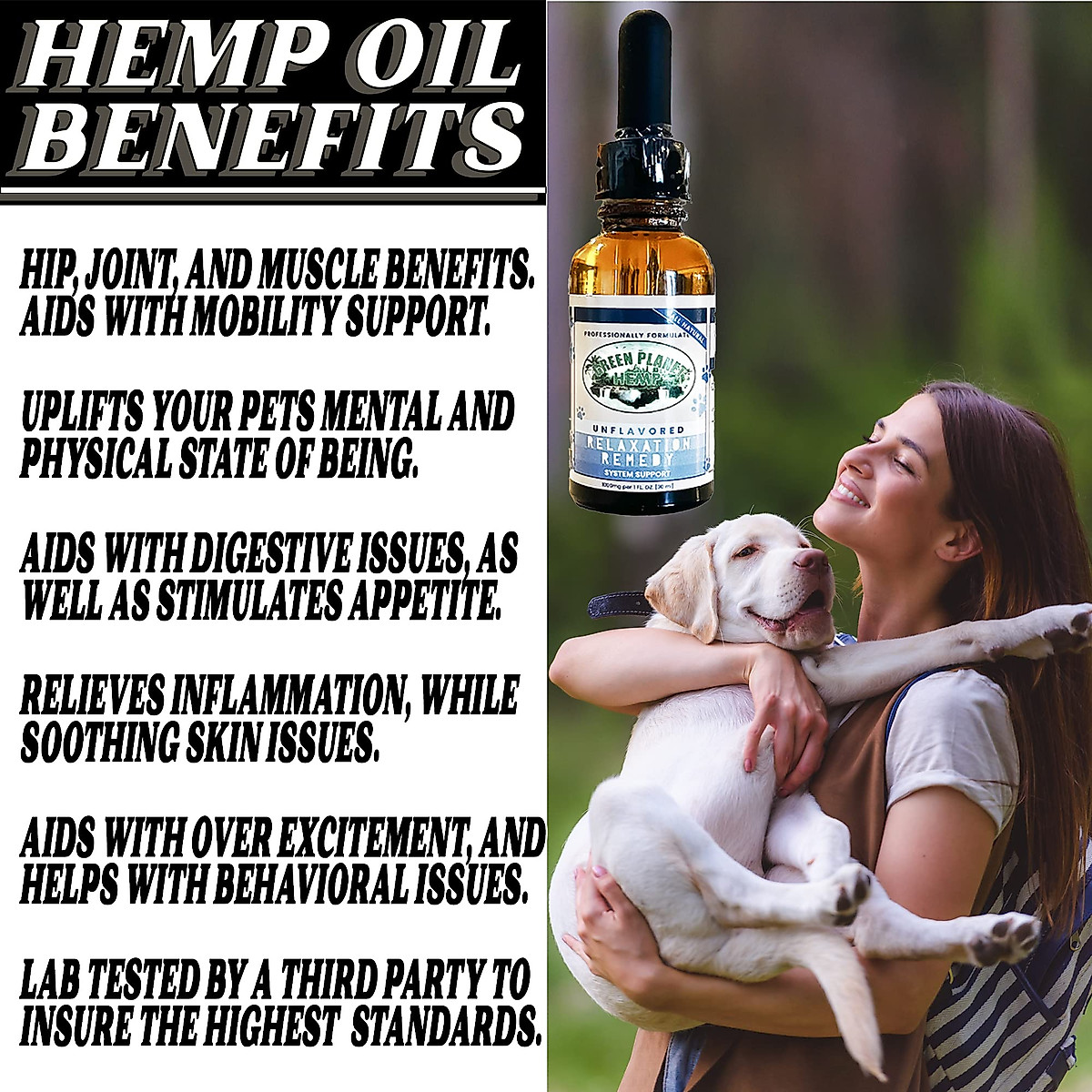 Green Planet Hemp | Free Toy | 1000MG Organic Tincture | Pet Hemp Oil for Dogs and Cats | 100% Natural and Non GMO | Offers your Pet Hip, Joint, and Muscle Support | Aids with Anxiety,Stress, and Pain