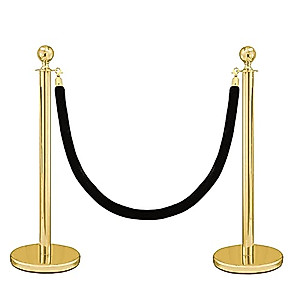 4PCS Black Velvet Stanchion Rope, 5.25 Feet Crowd Control Stanchion Ropes Fit for Movie Theaters, Grand Openings, Hotels