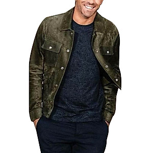 III-FASHIONS Men Red Biker Style Movie Green Suede Leather Jacket | Notice Ryan Reynolds and Nolan Booth Movie Jacket