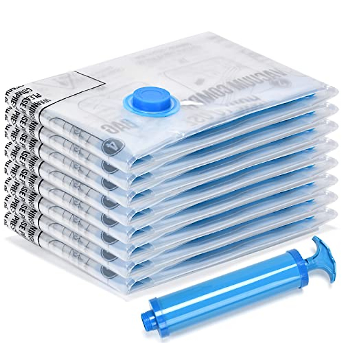 DBDSZYH Vacuum Compression Storage Bags with Hand Pump Reusable Vacuum Sealer Compression Space Saver Bag - 8-Pack (Jumbo)