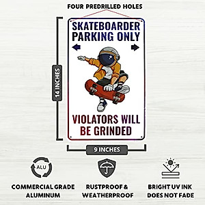 Venicor Skateboard Sign Decor - 9 x 14 Inches - Aluminum - Skateboarding Skate Accessories Stickers Party Decorations Bedroom Room Home Decoration Poster Stuff