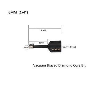 FVSCM Diamond Core Drill Bits 2PCS 1/4 Inch for Porcelain Ceramic Tile Marble Brick Vacuum Brazed Hole saw 6mm