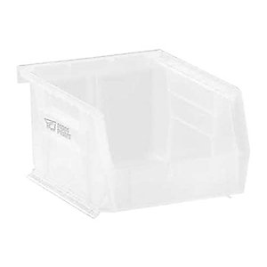 Clear Hang and Stack Bin, 5-3/8"L x 4-1/8"W x 3"H, Outside Width: 4 1/8 in