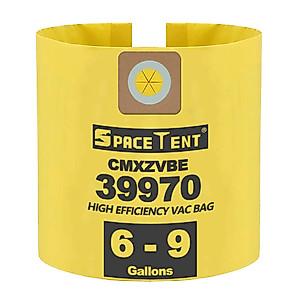 SpaceTent 4 Pack CMXZVBE39970 Shop Vac bags for CRAFTSMAN 6 and 9 Gallon Wet/Dry Vacs, Part# 39970 CMXZVBE39970, Fine Dust Bag