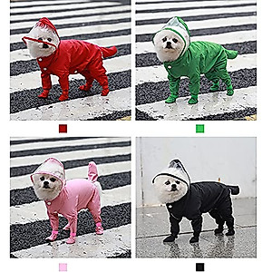 HongGun Dog Raincoat, Waterproof Puppy Raincoats with Hood Dog Onesie Rain Jacket & Rain Boots Jumpsuit Dog Rain Poncho for Small Dogs (M-Red)