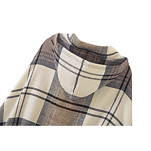 Urban CoCo Womens Vintage Plaid Knitted Tassel Poncho Shawl Cape Button Cardigan (One Size, Series 2 Camel)