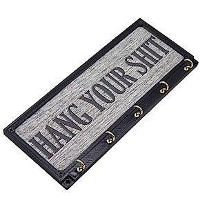 Hang Your Shit Funny Rustic Farmhouse Wall Key Rack Holder Hanger Hooks Entryway Jewelry Organization Housewarming New Home Gift Print in Primitive Frame