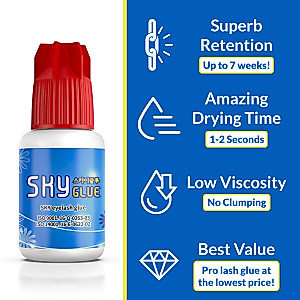 2 Bottles Sky Glue for Eyelash Extensions S+ | Super Strong Black Lash Extension Adhesive for Professional Long Lasting Semi Permanent Individual Lash Extensions | Fast Drying / 7+ Week Retention 5ml
