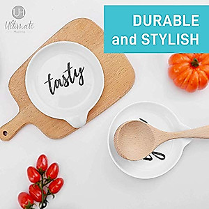 Oversized Spoon Rest - Ceramic Spoon Rest for Stove Top Cooking - Farmhouse Spoon Holder for Stove Top - White Spoon Rest for Kitchen Counter - Cute and Sturdy Utensil Rest