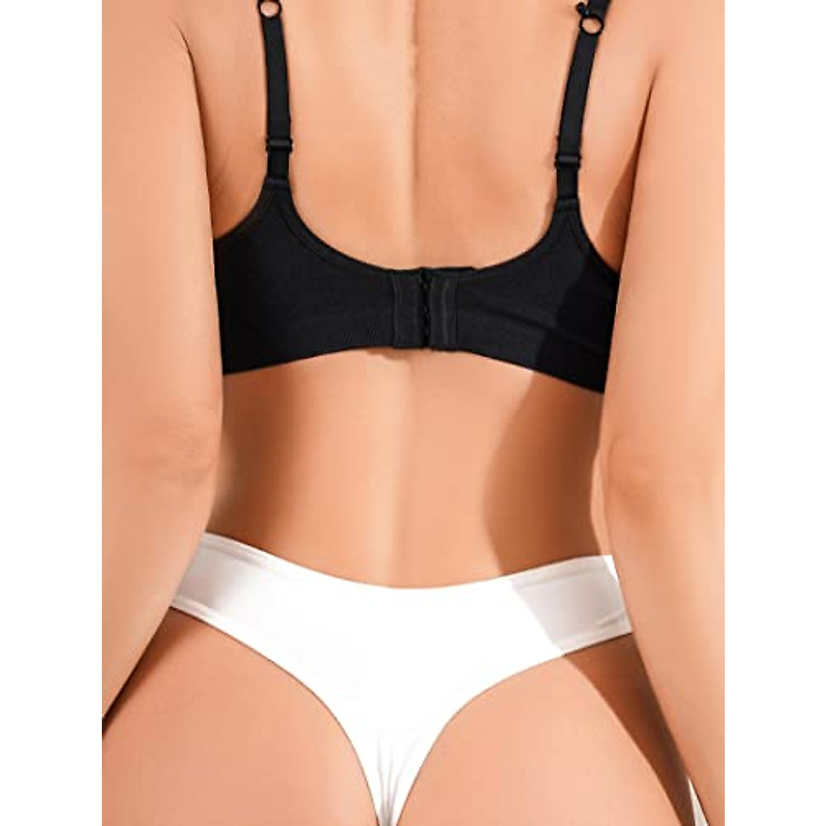 Banamic Womens Panties Thong Lace G-String T-Back Panties Strappy Panties Sexy White