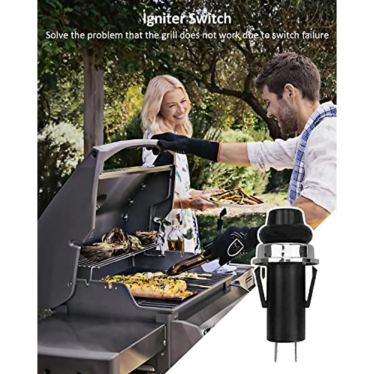 LANDSIN 2PCS GS4 Grill Igniter Button Switch Fit for Weber Spirit II & Genesis II and Other Replacement for Part Number #66220 69283 70189 7642 7643 Igniter Switch