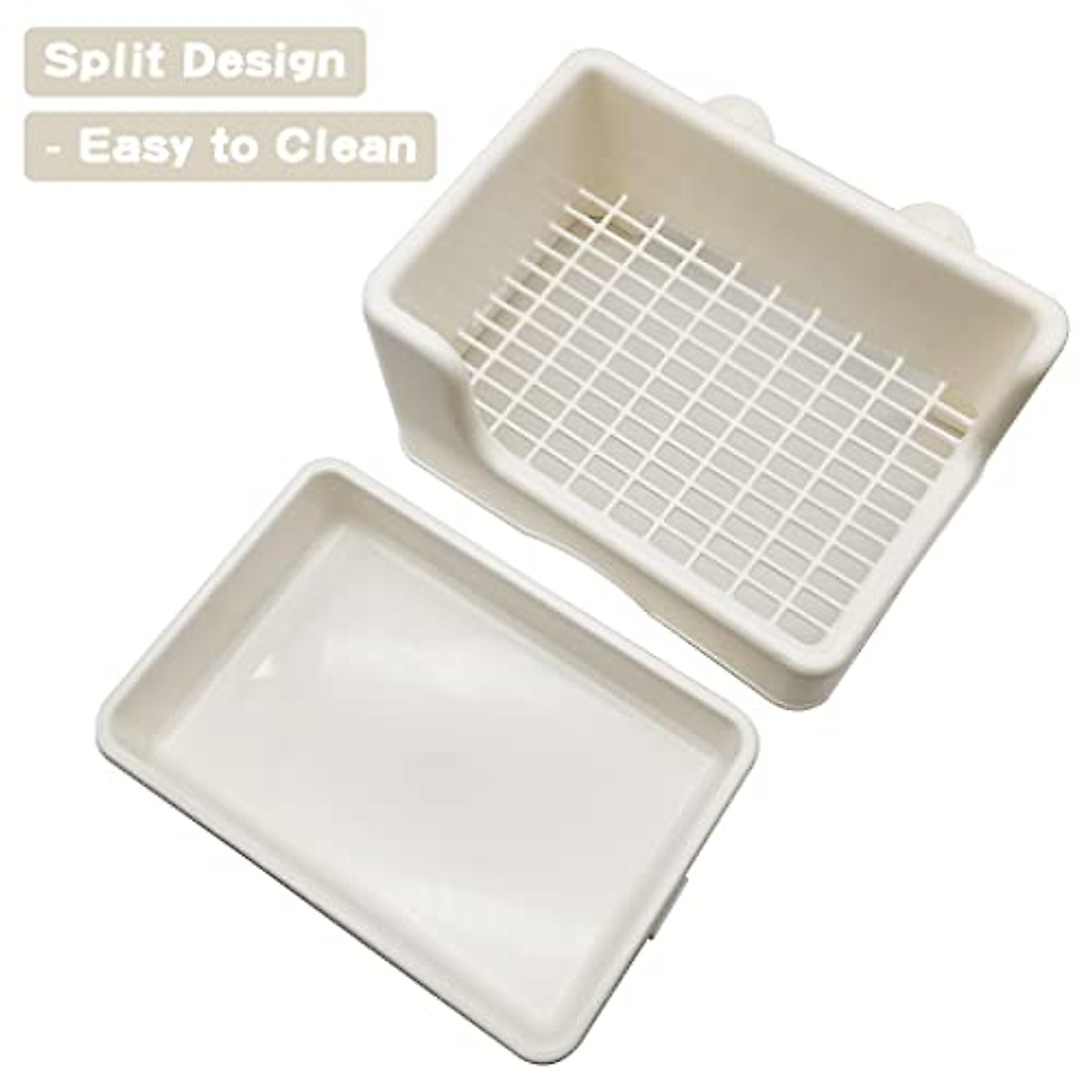 BNOSDM Bunny Litter Box with Tray Dwarf Rabbit Cage Potty Trainer Corner Small Animal Toilet Plastic Detachable Pet Guinea Pig Litter Pan Bedding Box for Chinchillas Galesaurs Ferret