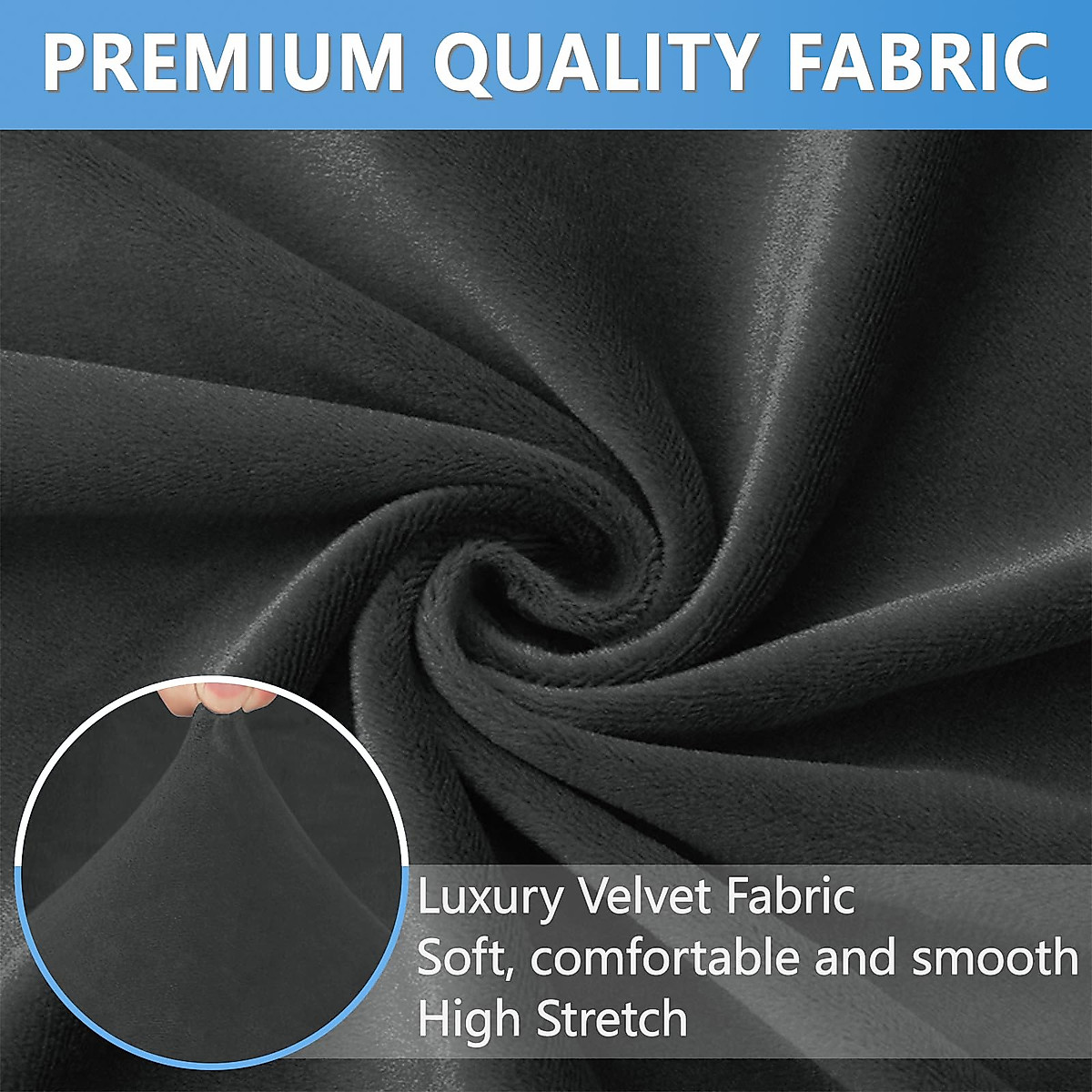 HDCAXKJ Couch Cover 7 Piece Velvet Stretch Dog Sofa Covers for 3 Cushion Couch Soft Magic Fitted Anti Slip T Cushion Sofa Slipcovers 3 Seat Living Room Pet Furniture Protector (Dark Gray, Large)