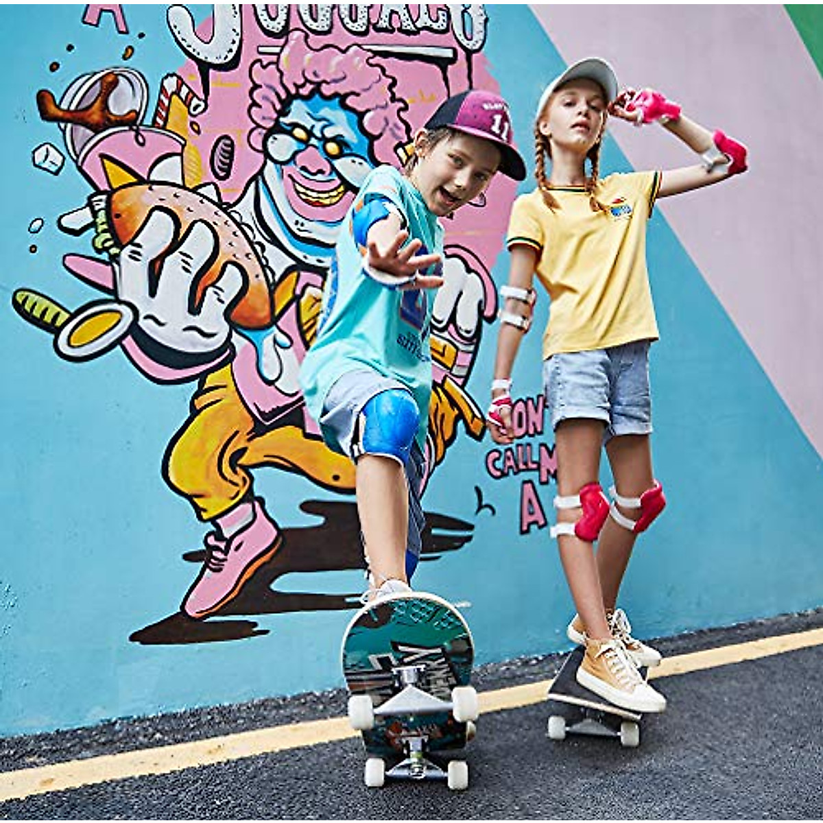 Hikole Skateboard - 31" x 8" Complete PRO Skateboard - Double Kick 7 Layer Canadian Maple Wood Adult Tricks Skate Board for Beginner, Birthday Gift for Kids Boys Girls 5 Up Years Old (Yellow Green)