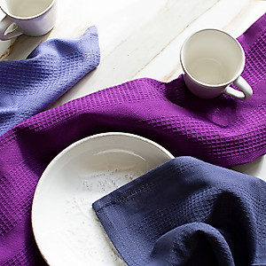 Cotton Craft 12 Pack Multicolor Kitchen Towels 16x28 Inches- Pure Cotton, Absorbent Waffle Weave