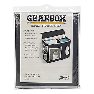 Richards Grey Gearbox 6 Pocket Bedside Storage Mattress Book Remote (Caddy, Black)