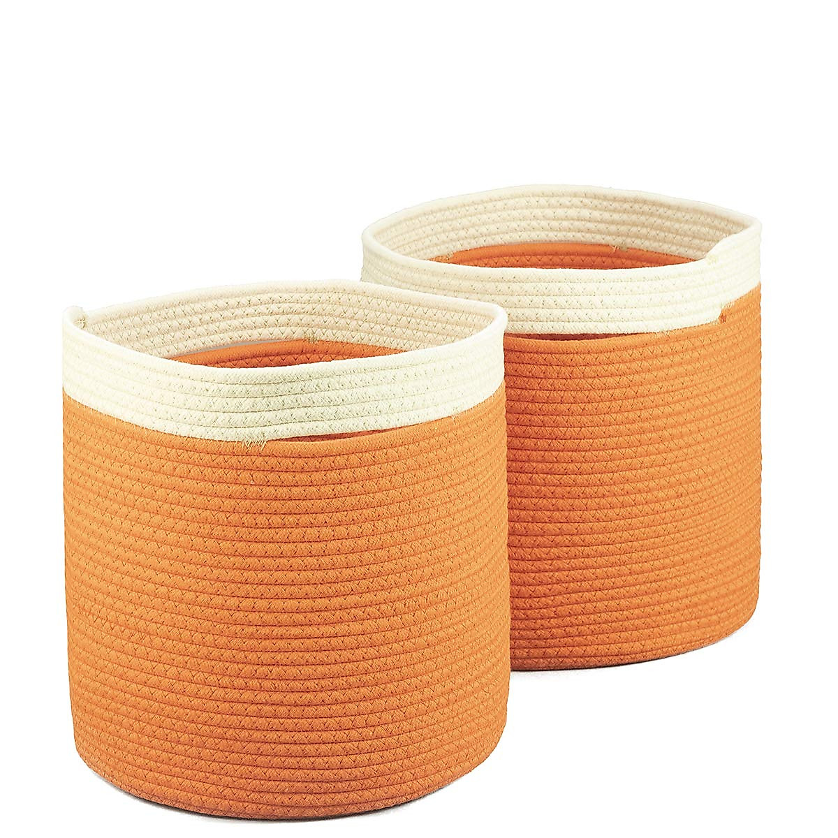 ICEBLUE HD Cotton Rope Storage Baskets 12X12.5 Inches Quality Woven Baskets Set of 2 Kids Toy Basket Large Rope Baskets