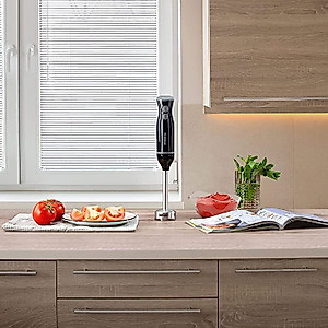 Holstein Housewares Immersion Hand Blender, Black/Stainless Steel - Easy to Mixes Soups, Batters, Drinks, and More