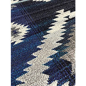 Expressions South West Native American Indian Runner Area Rug Turquoise Beige Grey Blue Purple Storm Blue Design 1033 (2 Feet 2 Inch X 7 Feet)