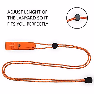 LuxoGear Emergency Whistles with Lanyard Safety Whistle Survival Shrill Loud Blast for Kayak Life Vest Jacket Boating Fishing Boat Camping Hiking Hunting Rescue Signaling Kids Lifeguard Plastic 2 Pack