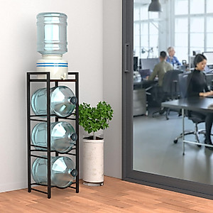 5 Gallon Water Jug Holder with Top Shelves, 4-Tier Water Jug Holder, Water Cooler Jug Rack, Water Jug Dispenser Stand Water Holder Stand Organizer for Home (4-Tier with Shelf Rustic Brown)