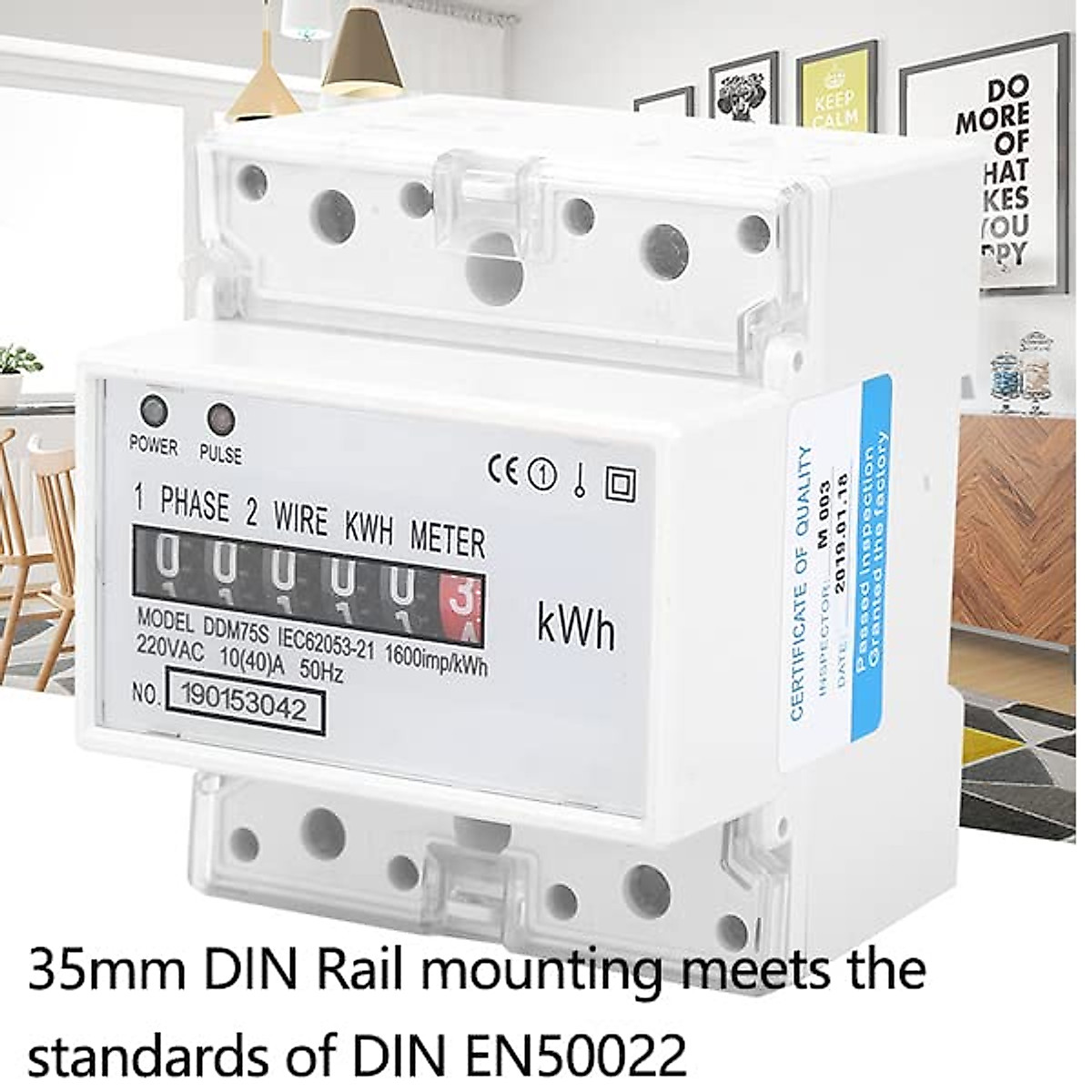 Watris Veiyi DDM75S 10-40A Single Phase KWH Meter, 4P Din Rail Energy Meter, Electric Meter, Electronic Din Rail KWh Meter, LED Electricity Power Consumption Wattmeter Energy Meter