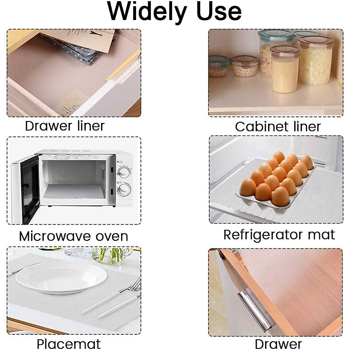 Refrigerator Liners,HASUPROFI EVA Refrigerator Mats for Shelves,Washable Can Be Cut Fridge Shelf Liner,Waterproof Fridge Pads Mat Drawer Table Placemats(White/6)