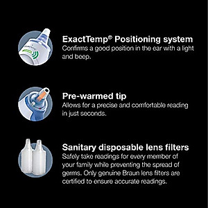 Braun Digital Ear Thermometer, ThermoScan 5 IRT6500, Ear Thermometer for Babies, Kids, Toddlers and Adults, Display is Digital and Accurate, Thermometer for Precise Fever Tracking at Home