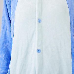 Unisex Adult Animal Onesie One-Piece Pajamas Cosplay Costume Halloween for Women and Men (US, Alpha, Medium, Regular, Regular, Blue)