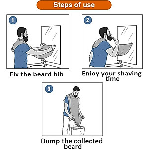 Beard Bib Apron, Beard Hair Catcher Waterproof Non-Stick Grooming Cloth, Shaving & Trimming & Beard Hair Catcher, with 3 Suction Cups, Best Gifts for Men