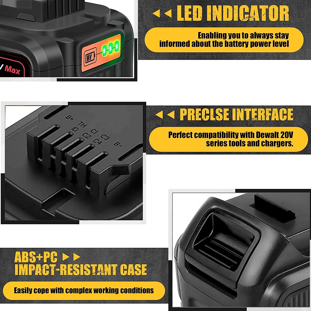 liangjia 2 Packs Upgraded 9.0Ah 20V Max Lithium-ion Replacement Battery Compatible with De-Walt DCB200 Series Cordless Power Tools