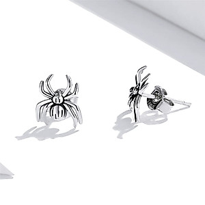 Vintage Spider Stud Earrings for Women Girls 925 Sterling Silver Hypoallergenic Halloween Small Animal Pet Cartilage Tragus Post Creative 3D Jewelry Unique Gifts for Friend