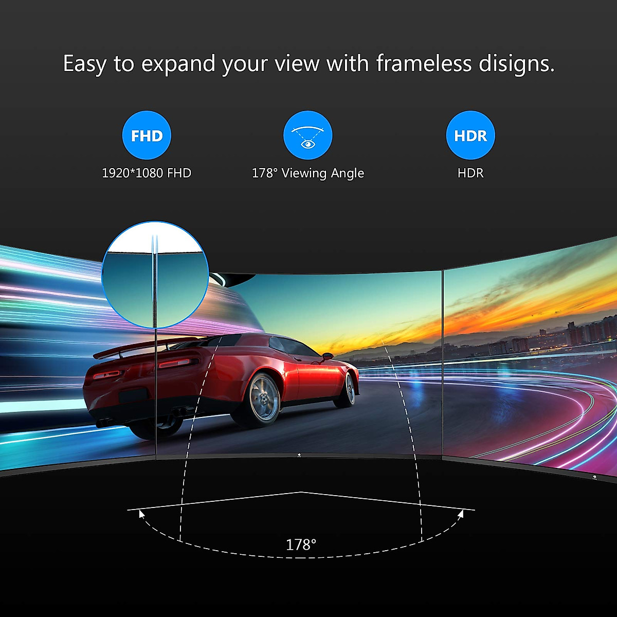 Z-Edge UG32F 32-inch Curved Gaming Monitor 16:9 1920x1080 200Hz Frameless LED Gaming Monitor, AMD Freesync Premium Display Port HDMI Built-in Speakers