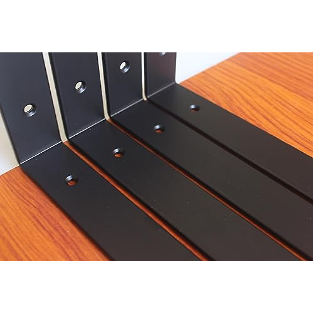 8 Pack - L 8" x H 6" x W 1.5", 5mm Thick Black L Shelf Bracket, Iron Shelf Brackets, Metal Shelf Bracket, Industrial Shelf Bracket Decorative Shelving, Shelf Supports with Screws