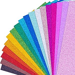 Koogel Glitter Cardstock Paper, 36 Sheets Sparkly Paper A4 Premium Craft Cardstock 18 Colors for Card Making Paper Crafting Scrapbook 250GSM