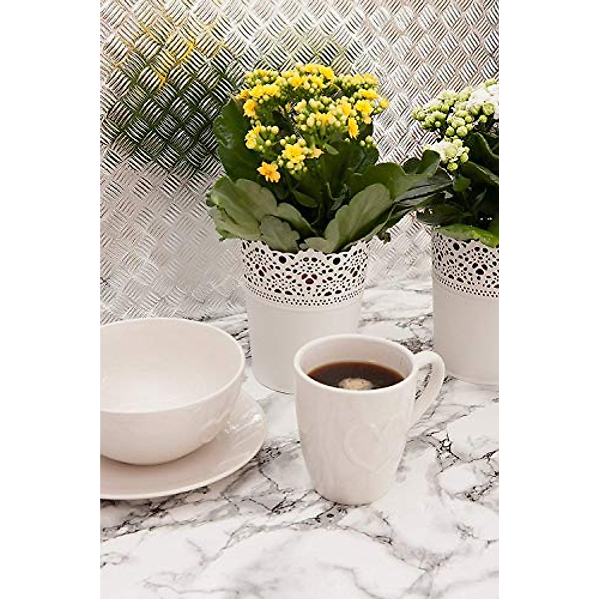 d-c-fix 346-0047-4PKA Decorative Self-Adhesive Film, Marble White, 17" x 78" Roll, 4-Pack with Applicator