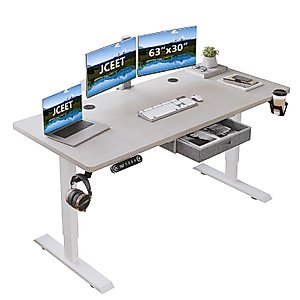 Jceet Electric Standing Desk with Drawer, 63x30 Inches, Modern Style, Perfect for Home or Office Use