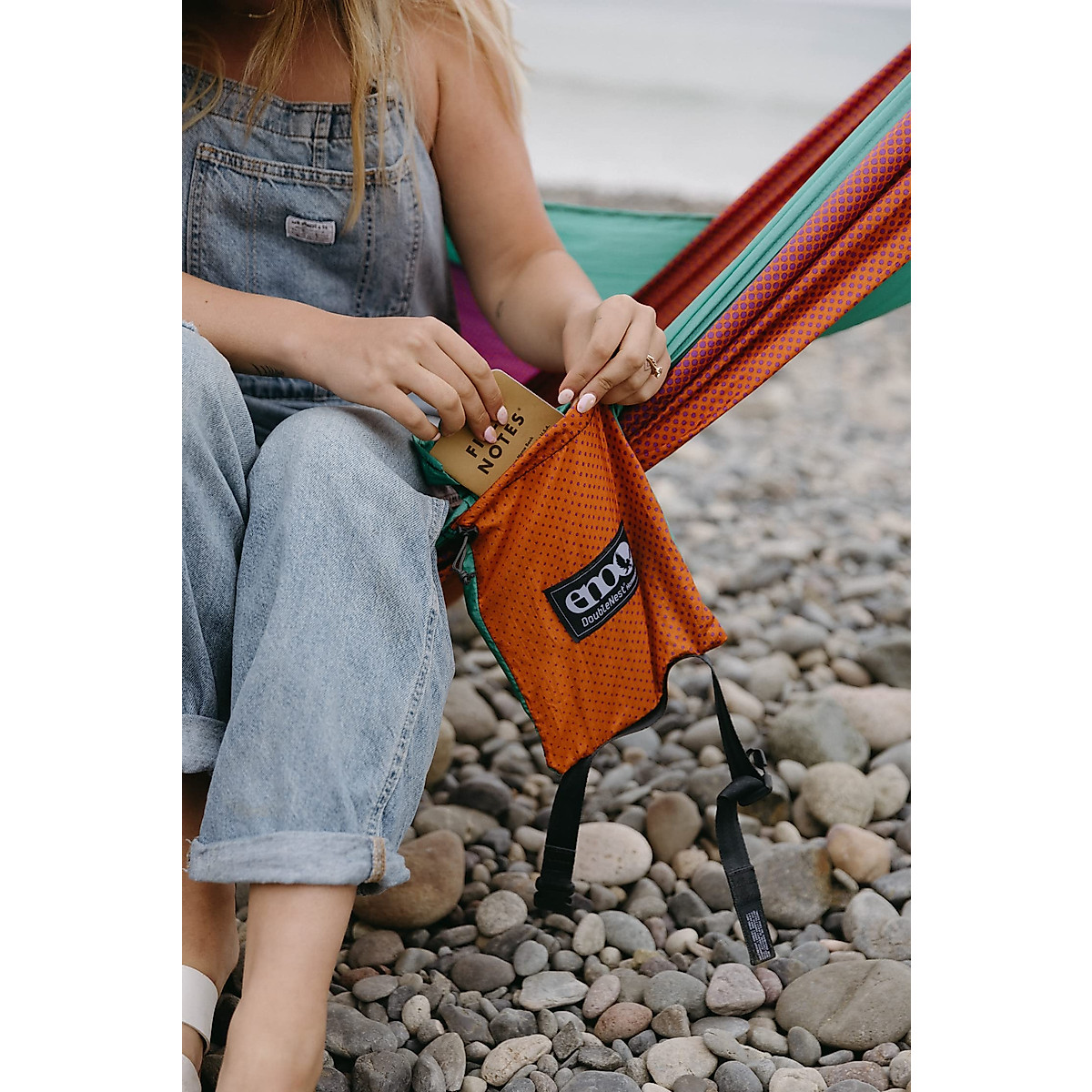 ENO DoubleNest Hammock - Lightweight, Portable, 1 to 2 Person Hammock - for Camping, Hiking, Backpacking, Travel, a Festival, or The Beach - Fade/Seaglass