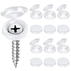 200pcs Screw Caps, Sopito Plastic Hinged Screw Cover Caps Fold Screw Snap Covers Washer Flip Tops for Covering Screw Heads, Screw Protection (White)