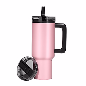 Barpertik 40 oz Tumbler with Flip Straw&LeakProof Lid|Quencher ProTour Flip Straw Tumbler|Built-in Straw|Stainless Steel|Water Bottle Insulated Cup|BPA Free|Gifts|Pink