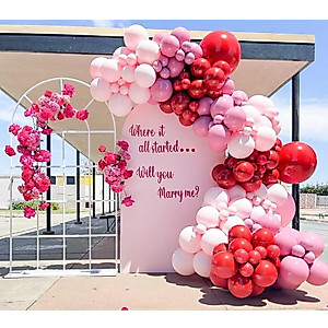 Red Balloon Garland Kit - Double Stuffed Burgundy Balloons Different Sizes 18/12/5 Inch Wine Red Balloons Maroon Balloon Arch For Birthday Wedding Anniversary Valentine Day Christmas Party Decoration