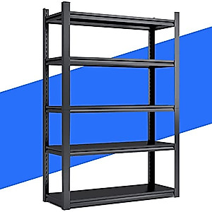 SFTORMAS 5-Tier Garage Shelving,Heavy Duty Storage Shelves,Adjustable Metal Shelving Unit,Heavy Duty Shelving,Garage Organization Metal Shelves,18" D X 47.24" W X 77.95" H,Black