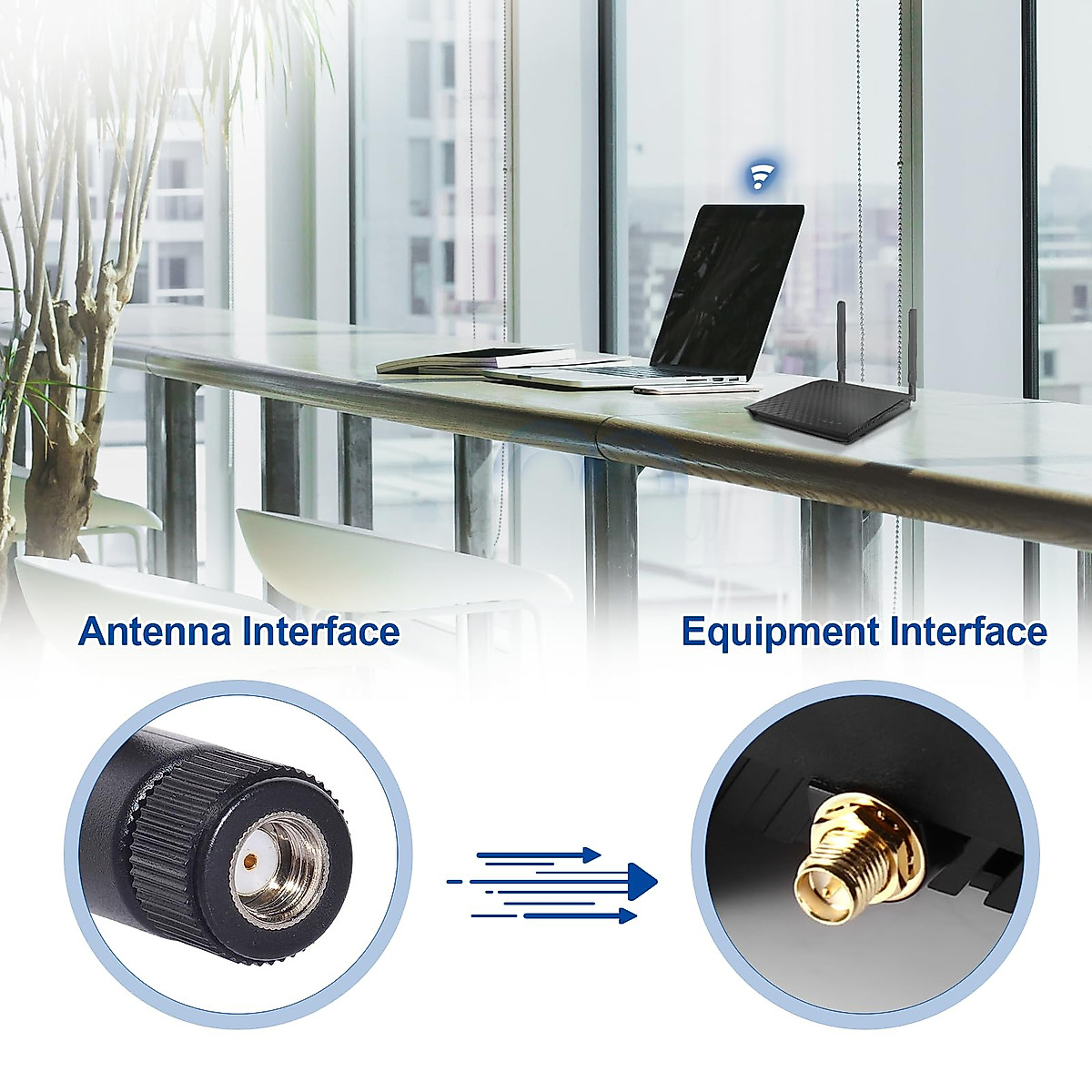 Bingfu Dual Band WiFi 2.4GHz 5GHz 5.8GHz 8dBi MIMO RP-SMA Male Antenna (4-Pack) for WiFi Router Wireless Network Card USB Adapter Security IP Camera Video Surveillance Monitor