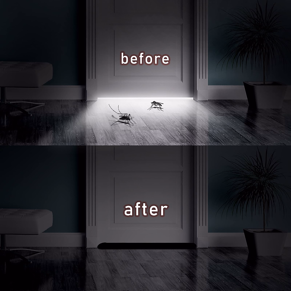 Marwood Under Door Draft Stopper 30-38" Adjustable Wind Stopper for Door & Window, Foam Door Sweep Air & Noise Blocker for Bottom of Doors Double Side Seal - Black