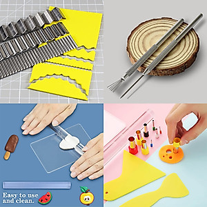 Yayatty 35 PCS Polymer Clay Cutters Set, Clay Roller, Clay Slicer Blade Clay Cutter Blade, Acrylic Sheet, Slicing Tools with Clay DIY Tool for Clay DIY, Sculpting Modelling