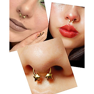 Jewseen 16g Septum Ring Star Septum Jewelry Cartilage Earring Hoop Helix Piercing Jewelry Surgical Steel Tragus Earrings Daith Earrings Nose Ring Hoop for Women and Men